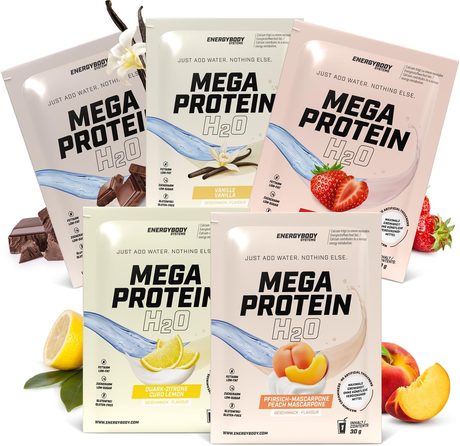 Mega Protein H2O Probierpaket | Probierpaket 1 | 5 x 30 g | m.270